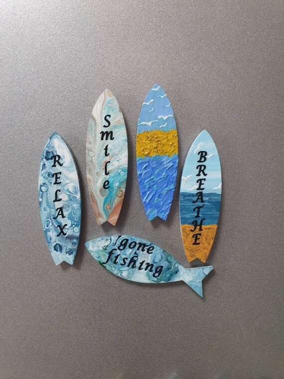Surfboard Fridge Magnets Surf Gift Positive Quote With a | Etsy