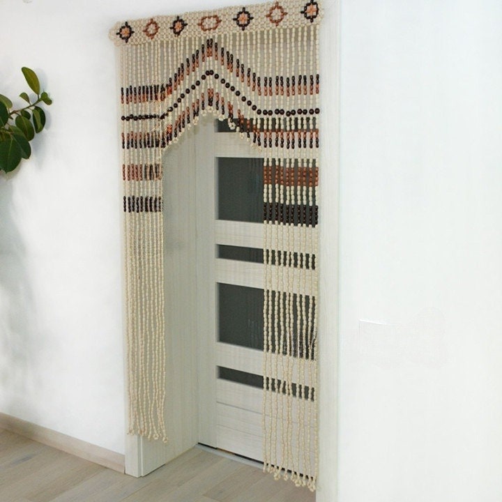 Rustic Charm: Wooden Beaded Door Curtains for an Inviting Entryway ...