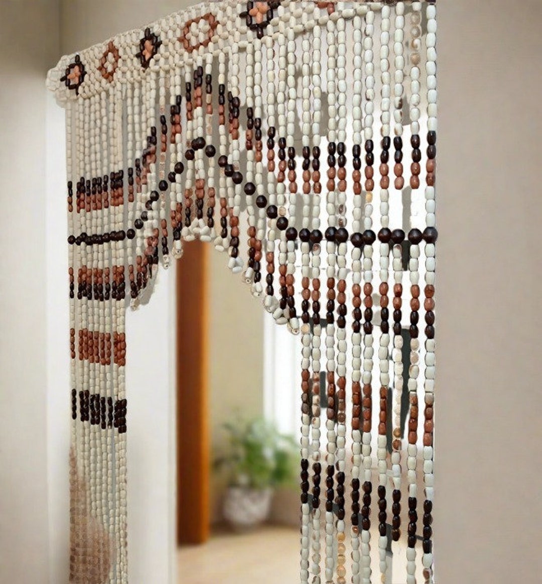 Rustic Charm: Wooden Beaded Door Curtains for an Inviting Entryway - Bead Curtain Doorway ...