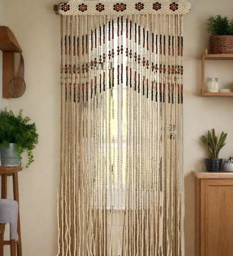 Wooden Bead Curtains for Farmhouse Decor Nature Handcrafted Vintage ...