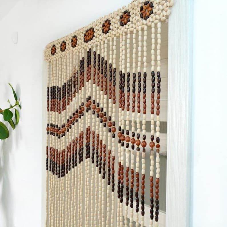 Wooden Bead Curtains for Farmhouse Decor Nature Handcrafted Vintage ...