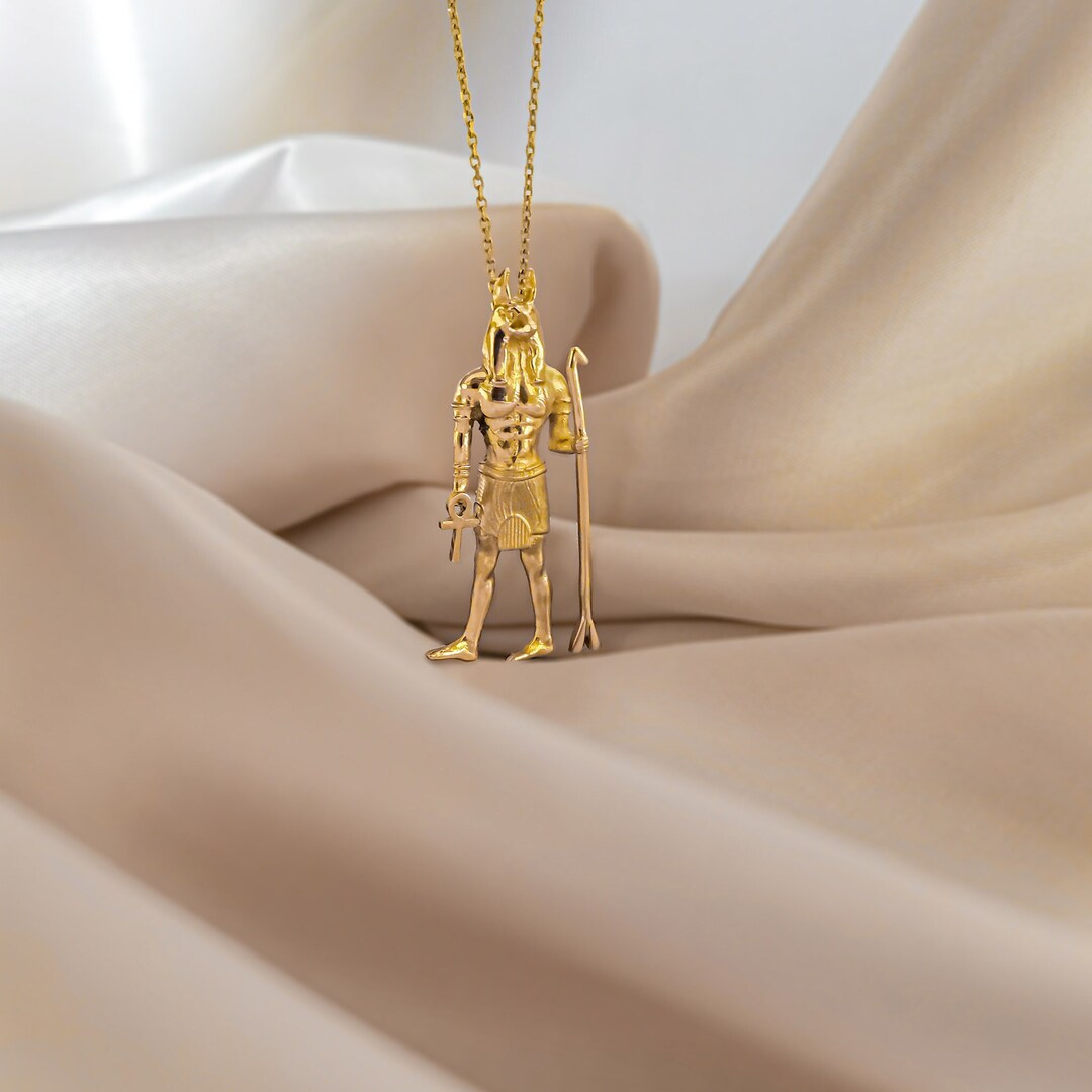 18K Gold Anubis Pendant, God of Mummification, Solid Gold Anubis ...