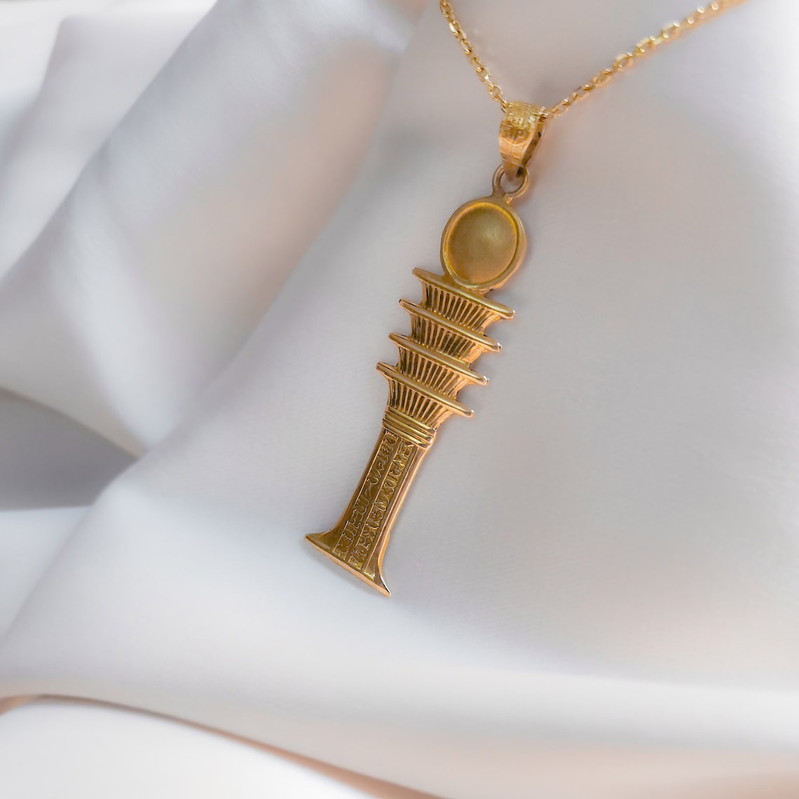 18K Gold Djed Pillar Pendant, Stability Pendant, Backbone of Osiris ...