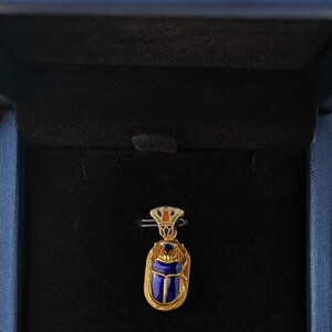 18K Gold Scarab With Lotus Flower Pendant, Double-sided Scarab With ...