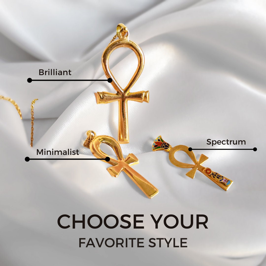 Gold Ankh Jewelry, 18k Gold Ankh Pendant, Egyptian Key of Life Pendant ...