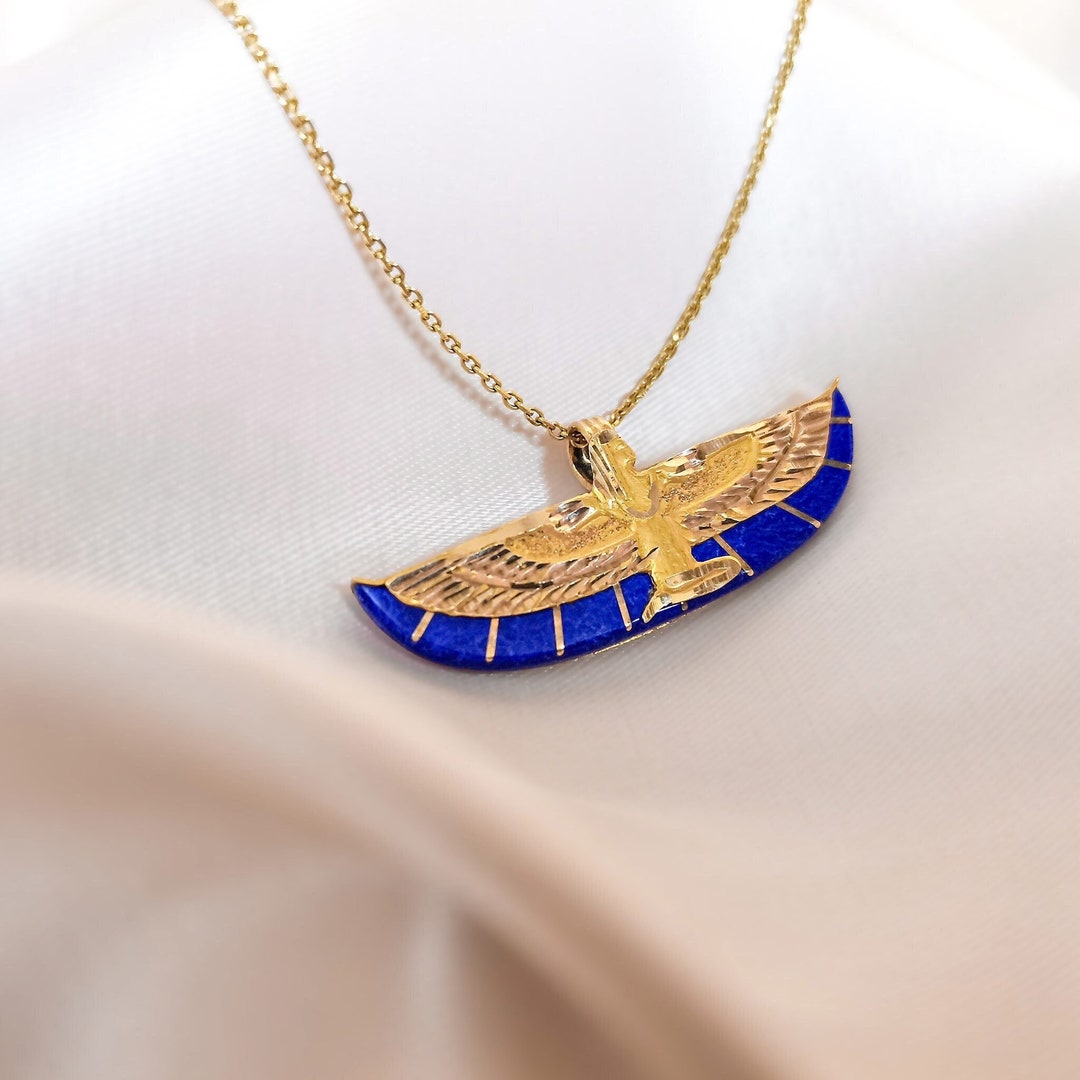 18K Gold Isis Pendant, Lapis Lazuli Isis Pendant, Egyptian Isis Jewelry ...