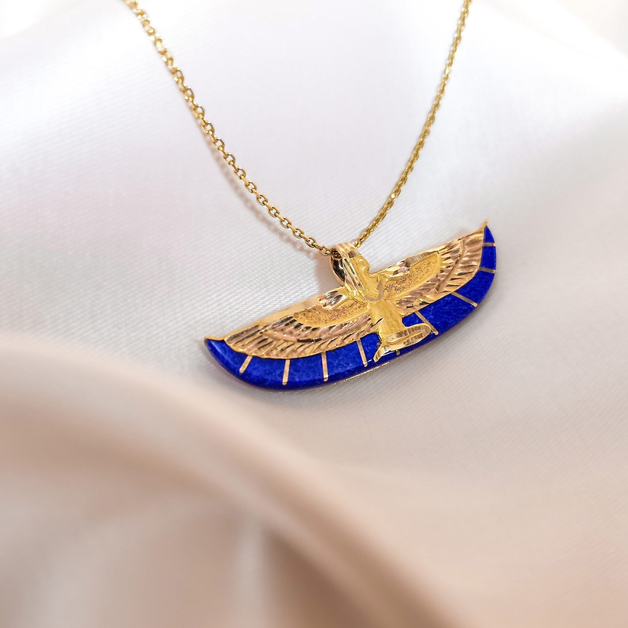 18K Gold Isis Pendant, Lapis Lazuli Isis Pendant, Egyptian Isis Jewelry ...