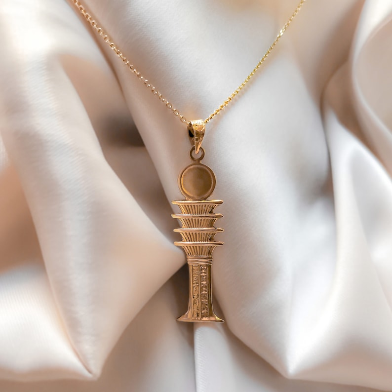 18K Gold Djed Pillar Pendant, Stability Pendant, Backbone of Osiris ...