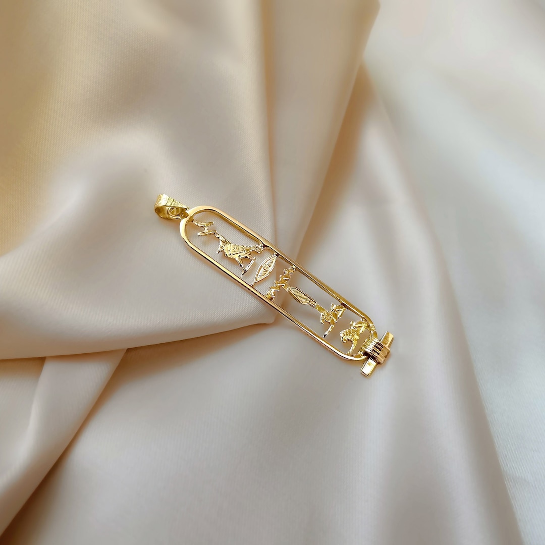 Open Style Cartouche, 18K Gold Cartouche, Your Name in Hieroglyphics ...