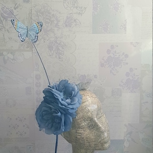 Ophelia Wedgewood Blue Rose and Butterfly Fascinator. Perfect for ...