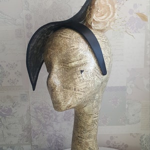 Victoria - Black, Gold and Cream Teardrop Percher Fascinator Hatinator ...