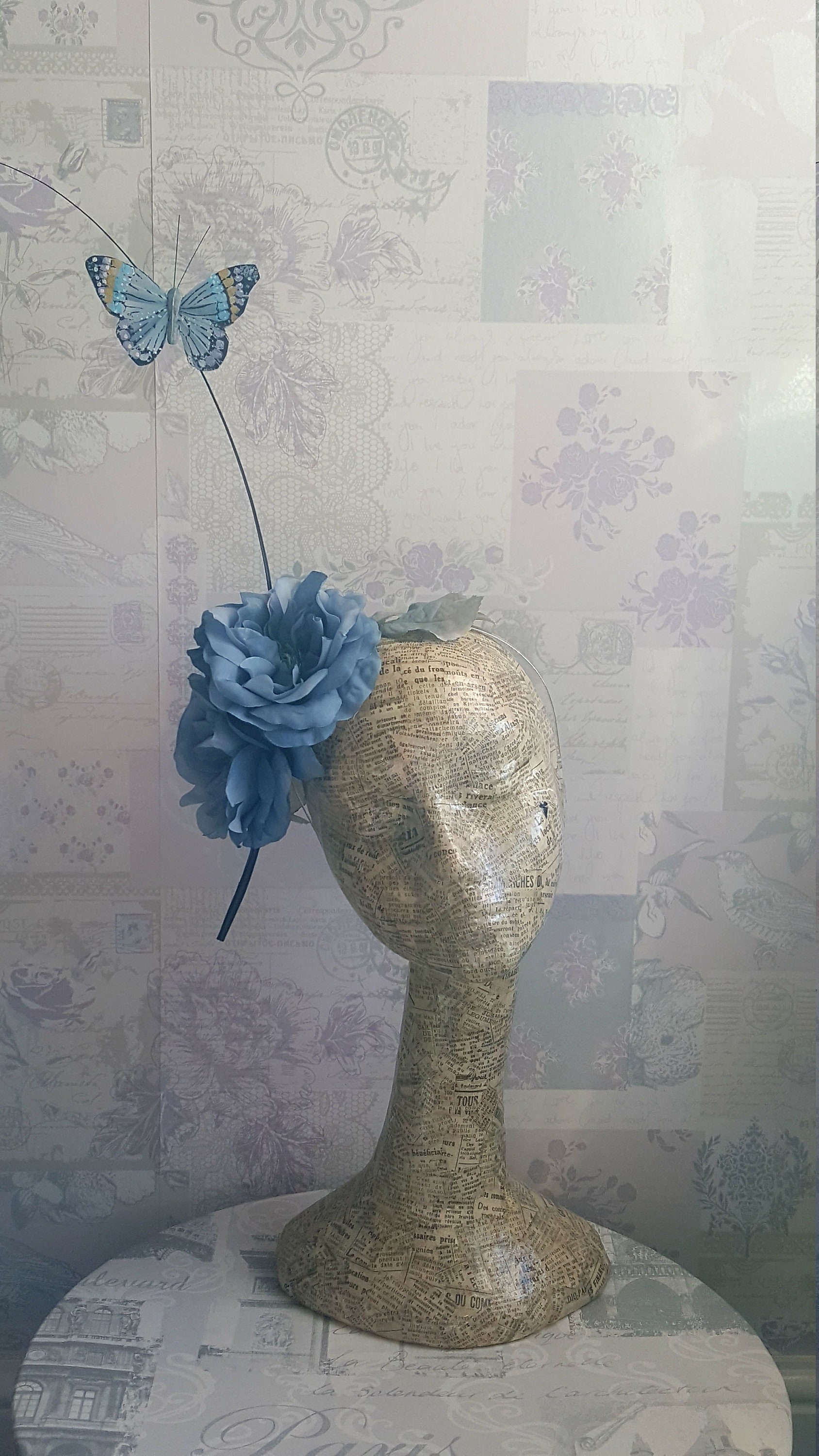 Ophelia Wedgewood Blue Rose and Butterfly Fascinator. Perfect for ...