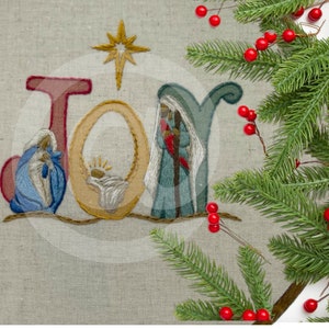 Joy Nativity Embroidery Pattern: Christmas Scene, Baby Jesus (PDF ...