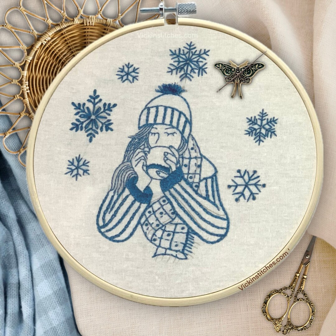 Christmas Winter Girl Embroidery Kit for Beginners. Beautiful Winter ...