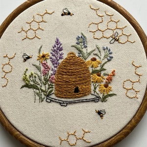 Beginner Bee Embroidery Pattern Pdf Honey Bee Hive Wall Decor, Easy ...