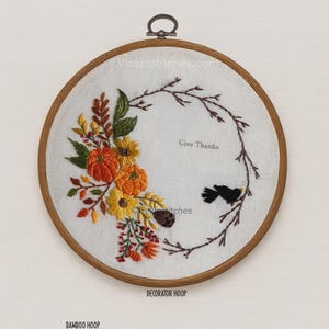 Fall Wreath Embroidery Kit: Pumpkins, Foliage, Blackbird (6" Hoop) - Etsy