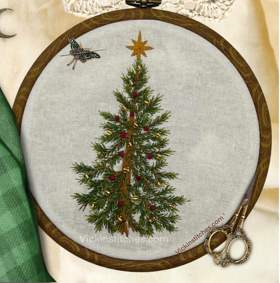 Christmas Tree Beginner Embroidery Kit Wall Decor. Realistic Christmas ...