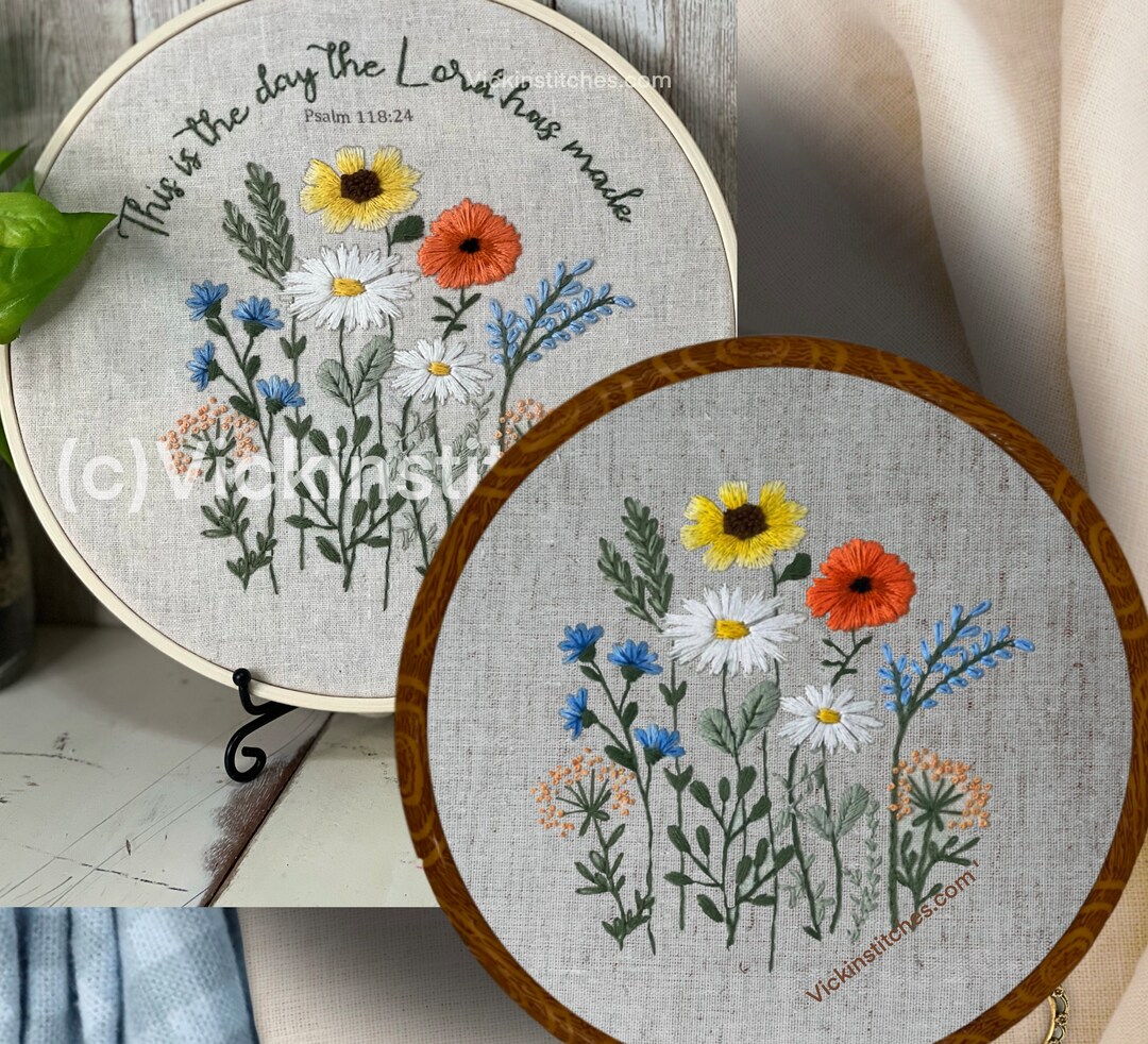 Wildflower Hand Embroidery Pattern: Beginner Floral Design (psalm 118 ...