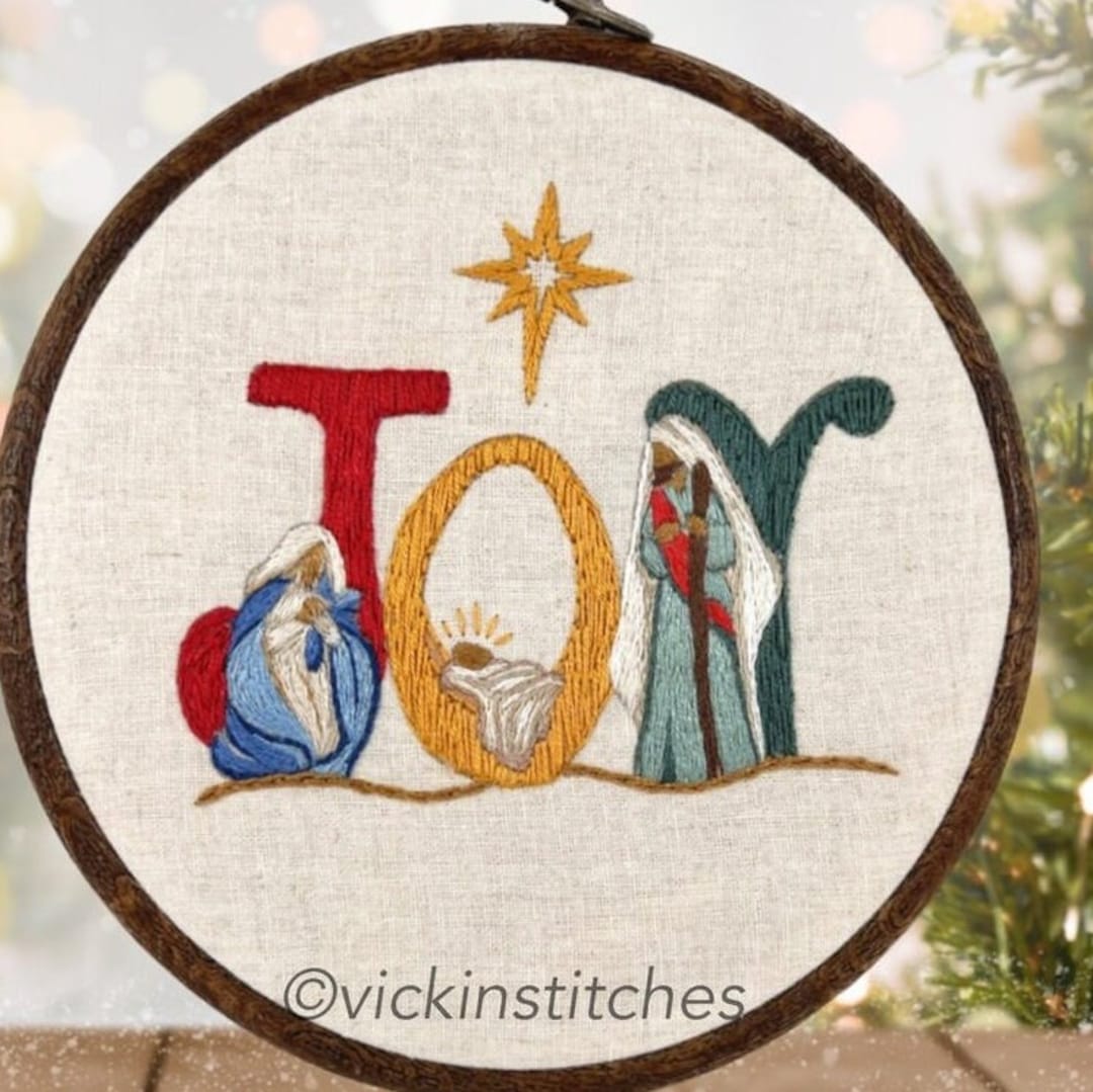 Beginner Christmas Nativity Hand Embroidery Kit. Manger Bethlehem Baby ...