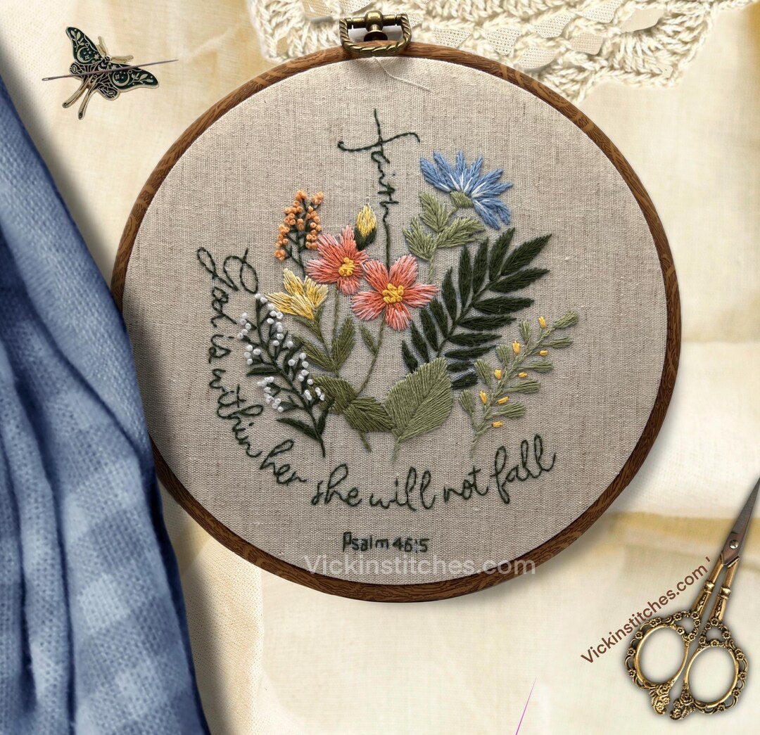 Christian Floral Embroidery Pattern Pdf Download for Beginners. God is ...