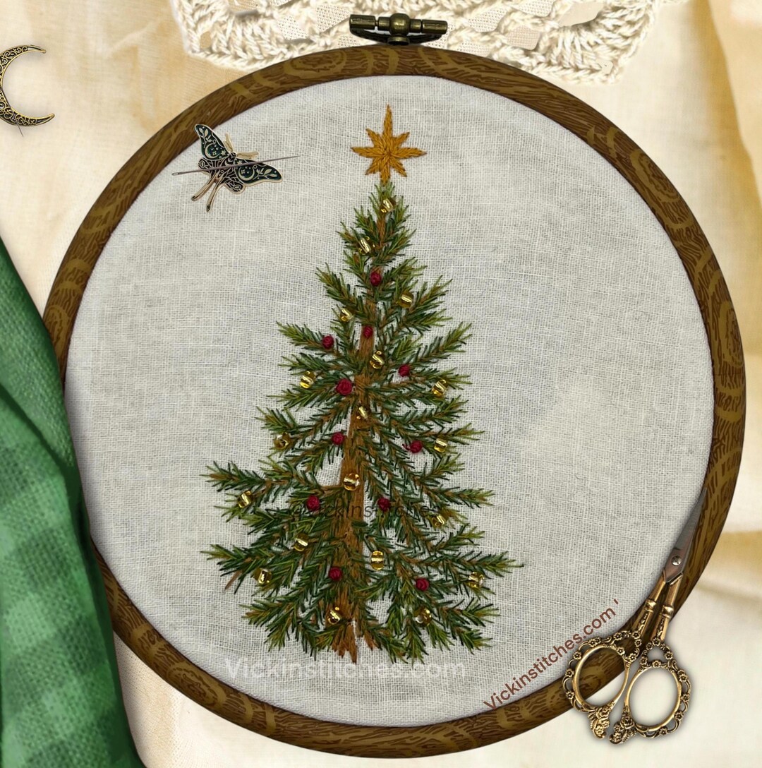 8” Realistic Christmas Tree Embroidery Kit Wall Decor for Beginner ...