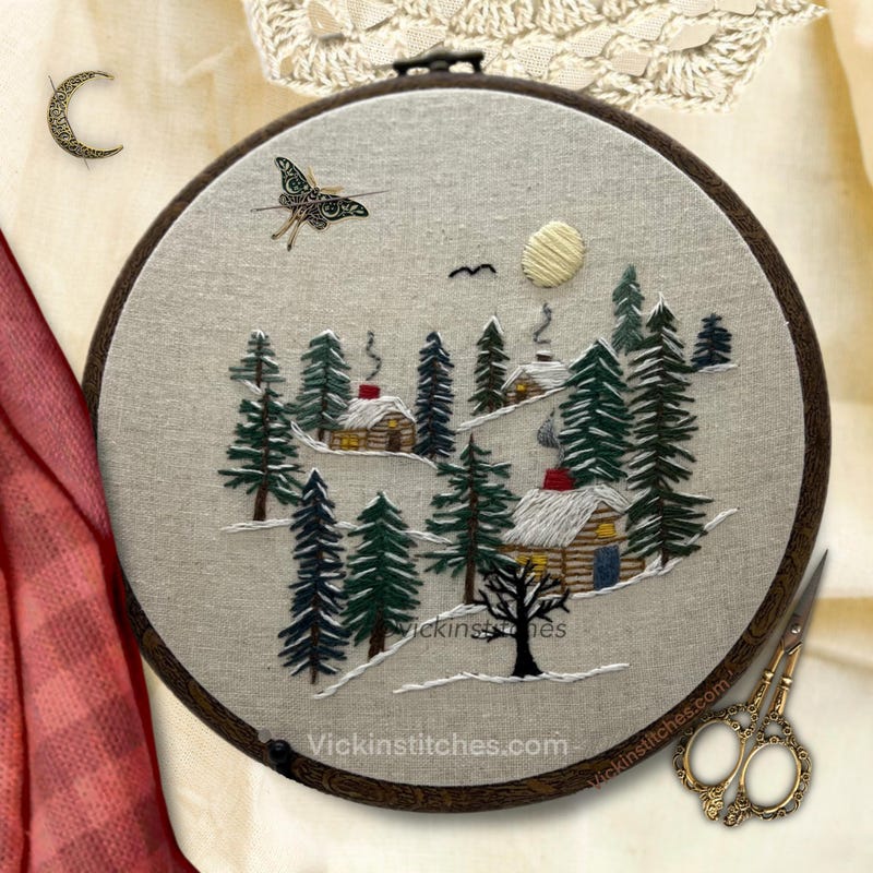 Cabin Embroidery - Etsy