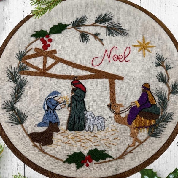 Nativity Embroidery - Etsy
