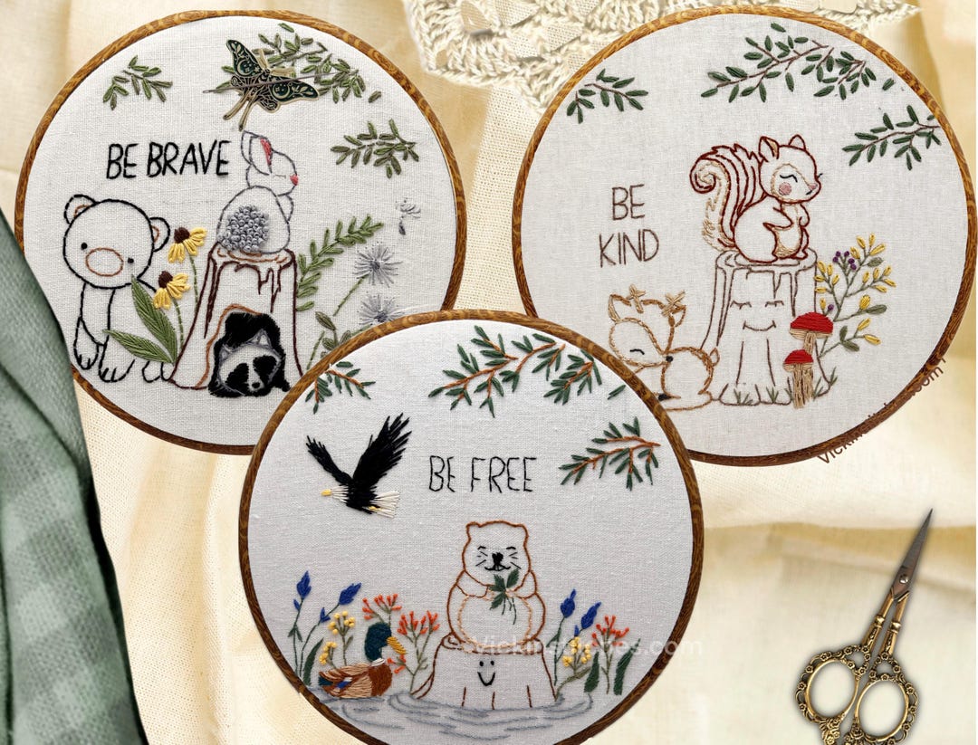 Woodland Animal Embroidery Patterns: Beginner Nursery Decor (PDF ...