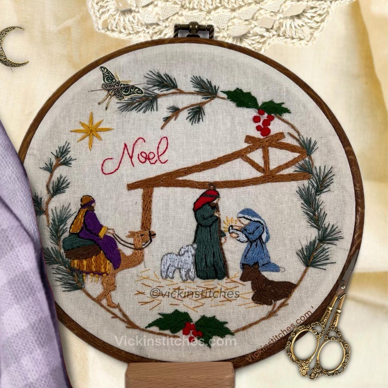 Nativity Embroidery - Etsy