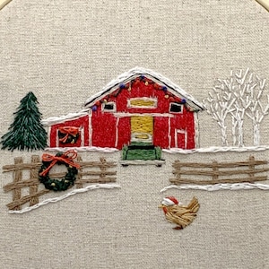 Hand Embroidery Pattern PDF Winter Barn for Christmas Embroidery ...