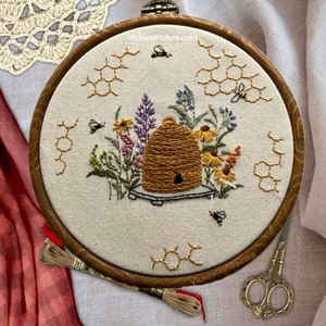Beginner Bee Embroidery Pattern Pdf Honey Bee Hive Wall Decor, Easy ...