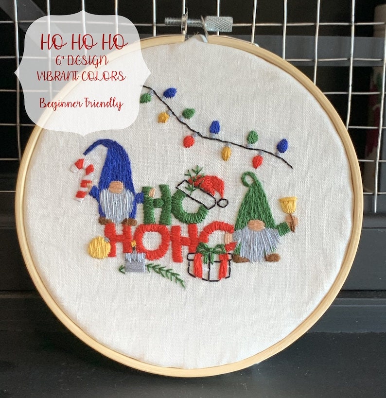Hohoho Christmas Gnomes Embroidery Design Pattern. Holiday - Etsy