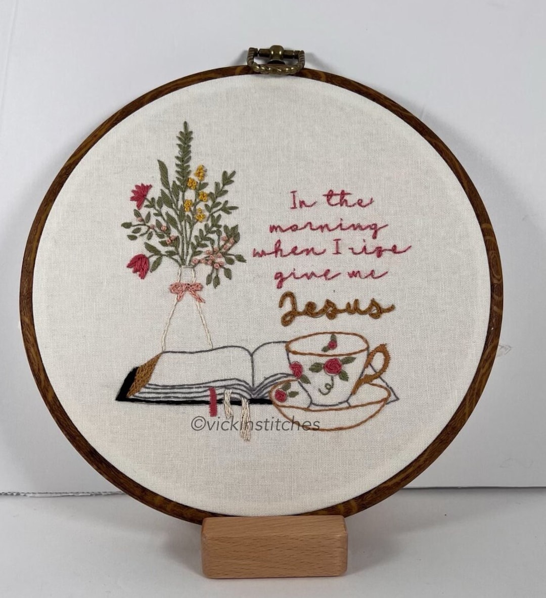 Christian Floral Embroidery Kit for Beginners. Bible Reading Teacup ...