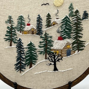 8 Rustic Cabin Embroidery Kit Cabin in the Woods Winter - Etsy