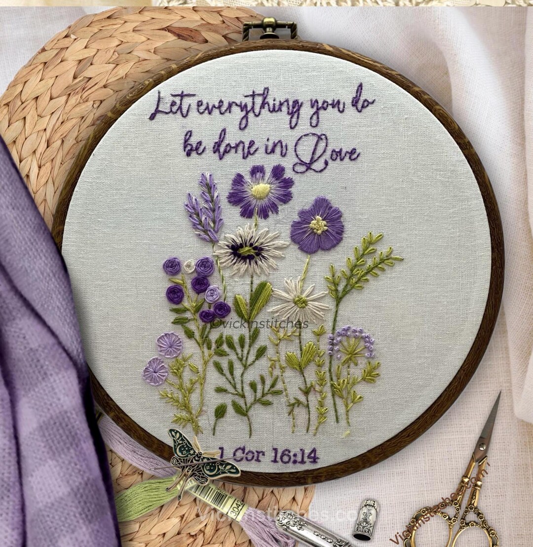 Floral Christian Embroidery Set, DIY Crafting Kits for Beginners ...