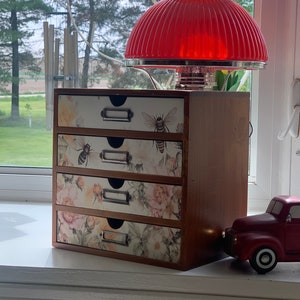 DMC Floral Wood Embroidery Floss Organizer: 4-drawer Storage Cabinet ...