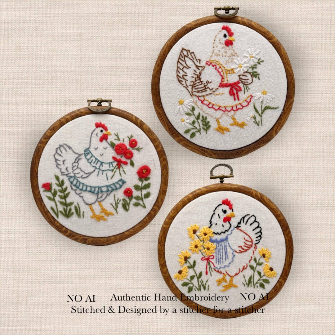 Chicken Embroidery Kit: Farmhouse Kitchen Wall Art (set of 3)l - Etsy