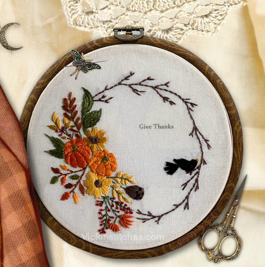 Autumn Fall Wreath Embroidery Pattern Pdf. Instant Download Fall ...
