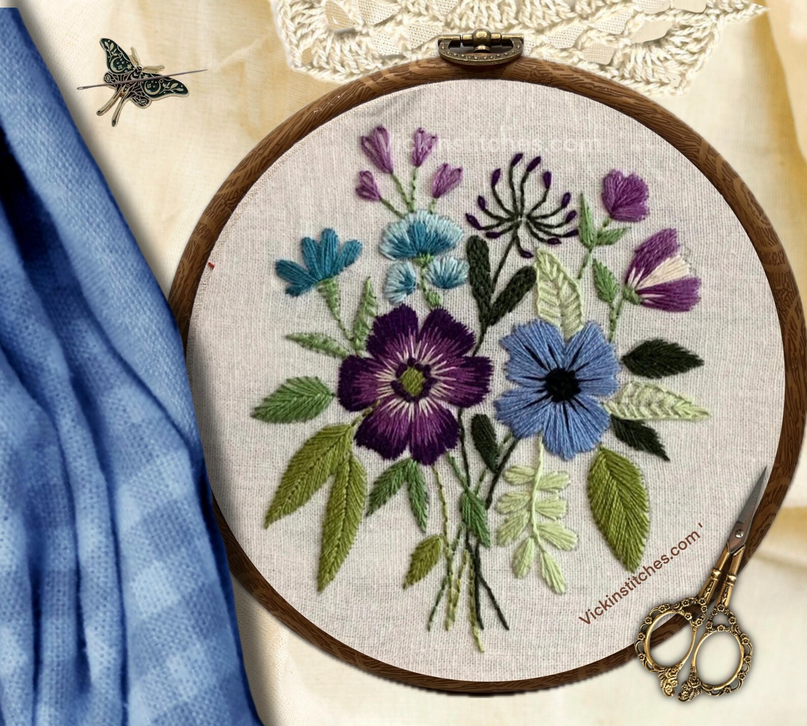 Floral Embroidery Pattern PDF: Beginner DIY Flower Design (digital ...
