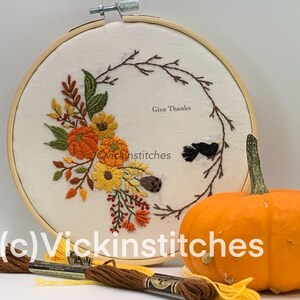 Autumn Fall Wreath Embroidery Pattern Pdf. Instant Download Fall ...