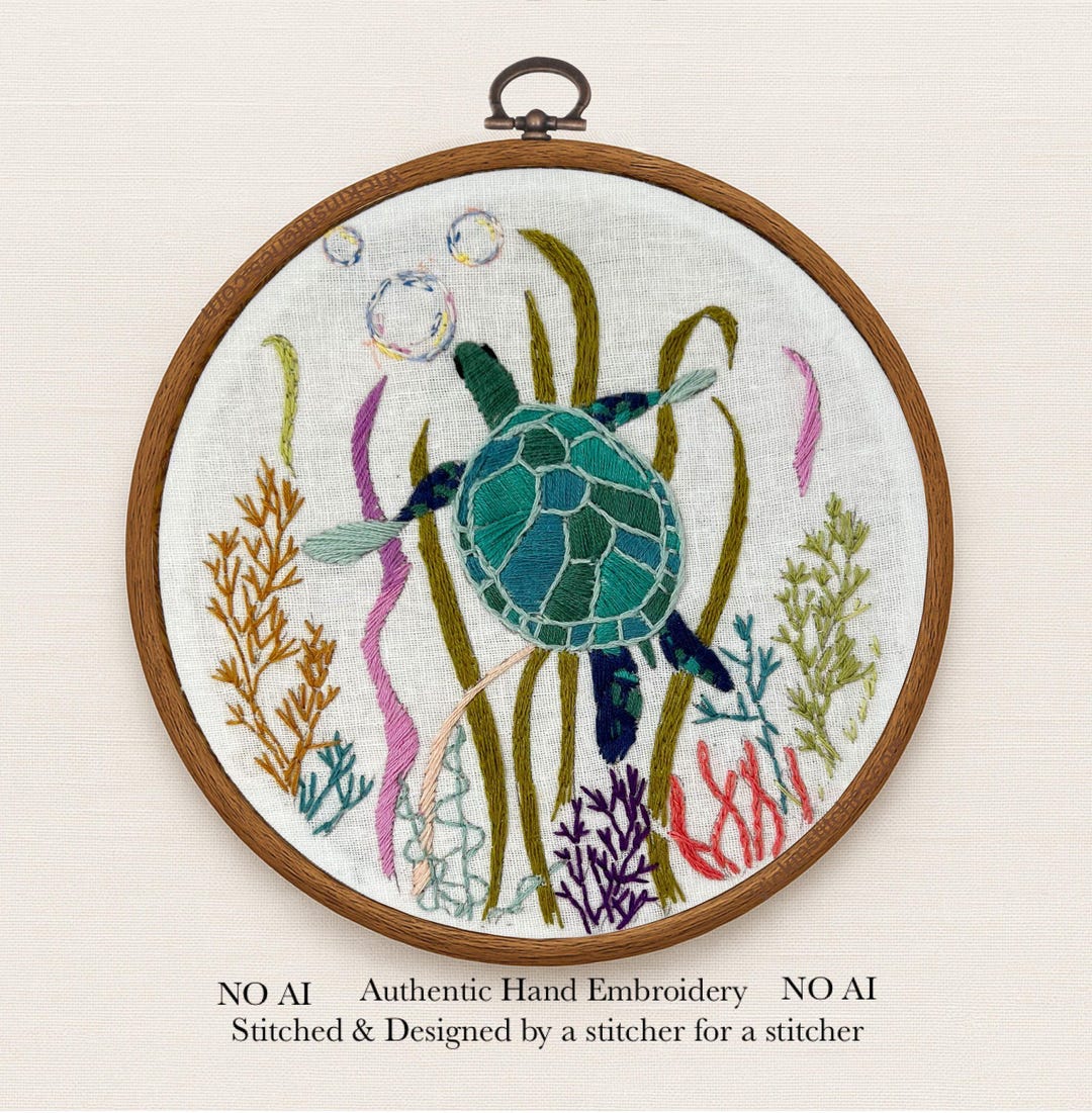 Sea Turtle Embroidery Kit: Beginner DIY Ocean Coral Reef Pattern - Etsy