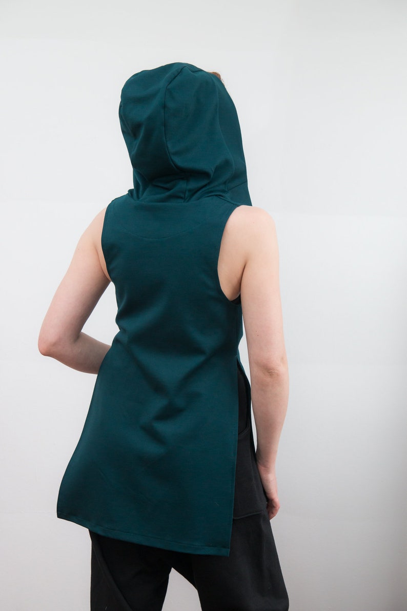 Druid Tunic // Cowl Neck Hooded Tunic / High Slit / Sleeveless | Etsy