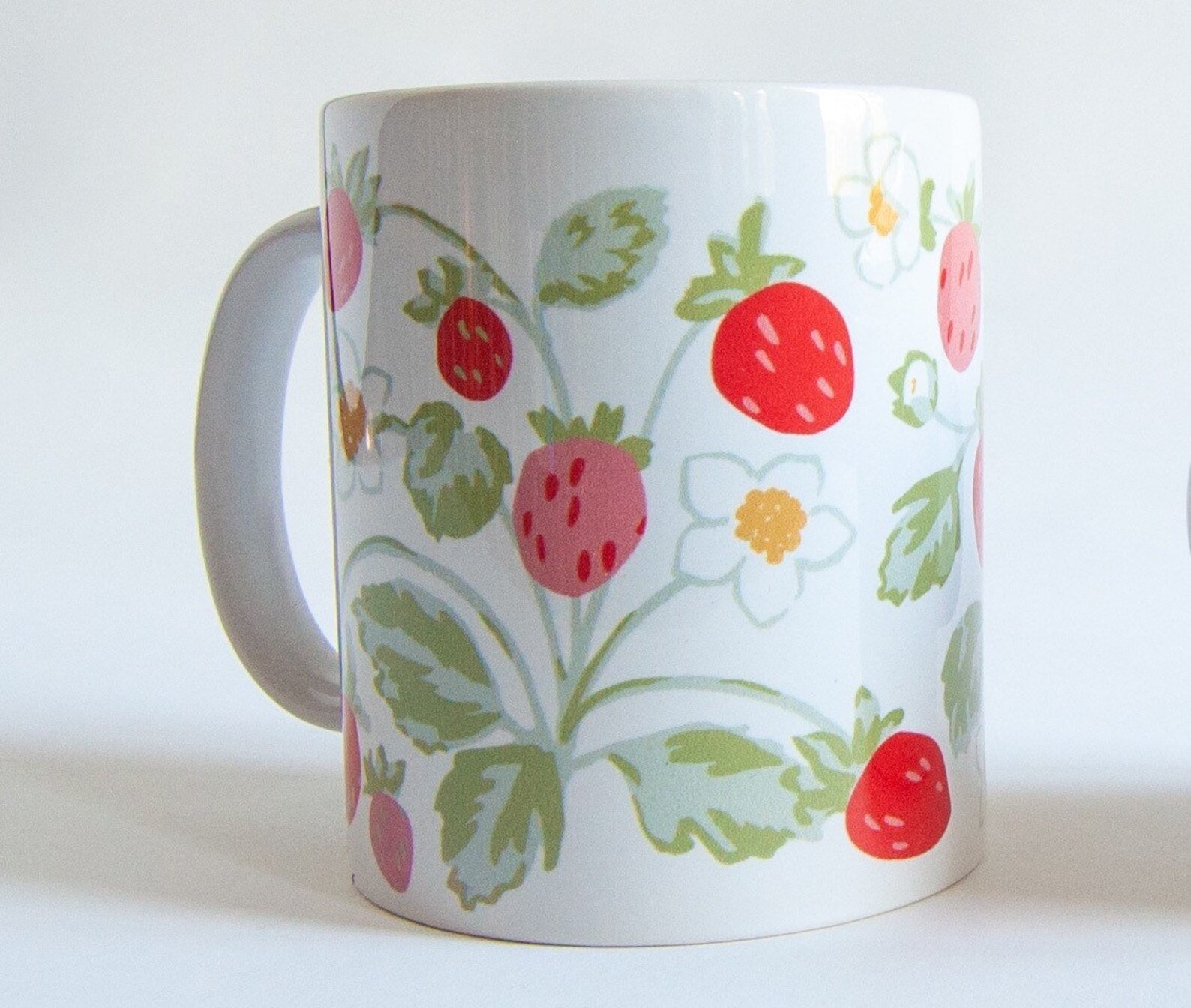 Sweet Strawberry Pattern Ceramic Mug, Vintage-inspired, Pink - Etsy