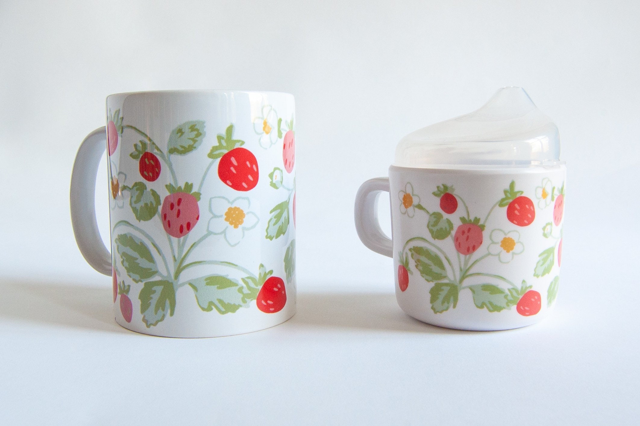 Sweet Strawberry Pattern Ceramic Mug, Vintage-inspired, Pink - Etsy