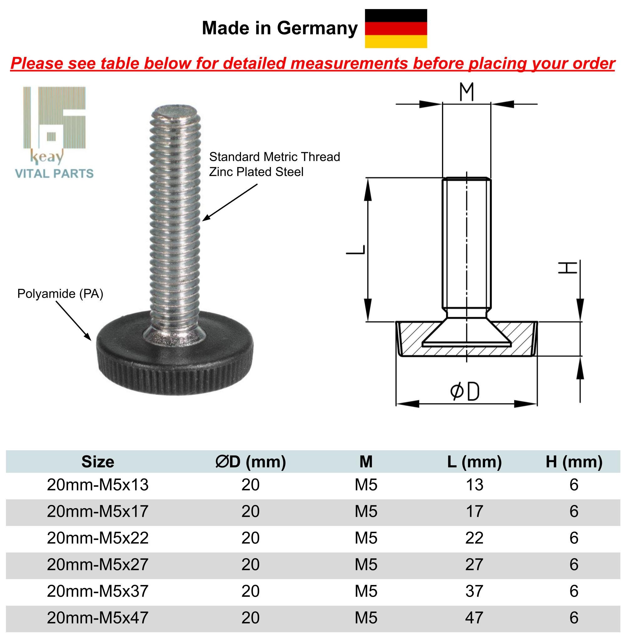 Adjustable Feet Low Profile Available in M5 & M6, Made in Germany - Etsy