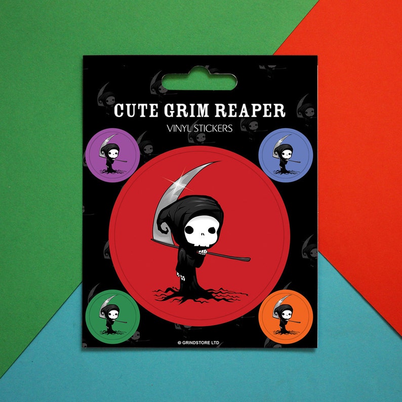 Cute Grim Reaper Vinyl Sticker Set - Etsy