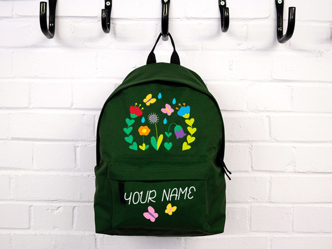 Personalised Kids Backpack Scandi Garden Bottle Green - Etsy