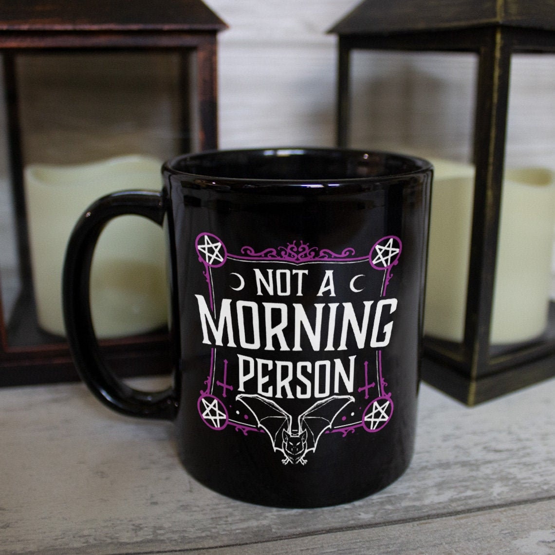 Not A Morning Person Black Mug | Etsy UK