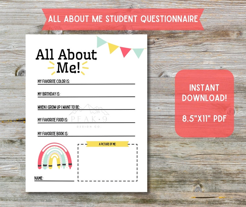 First Day of School Questionnaire | Back to School Printable | All ...