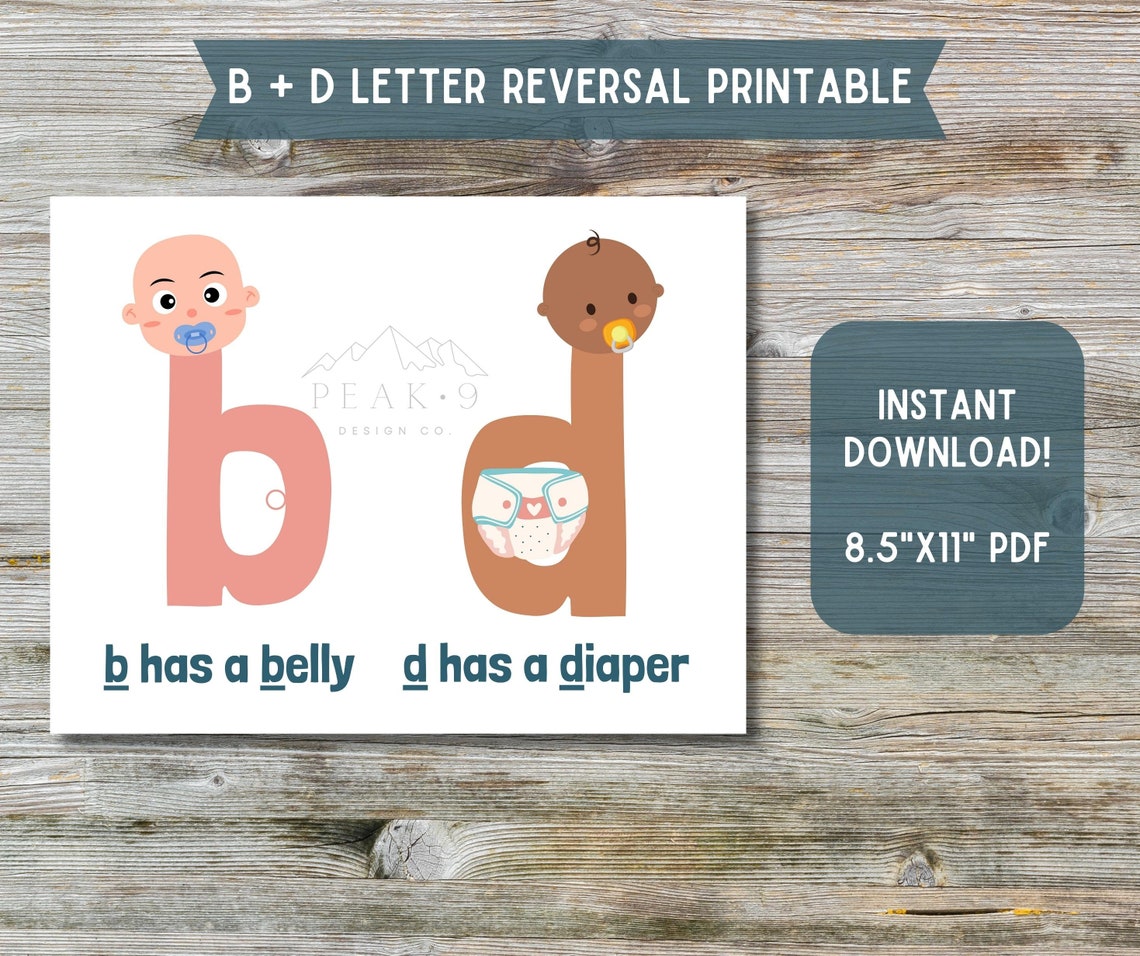 B and D Letter Reversal Printable | Classroom Decor (PDF) - Etsy